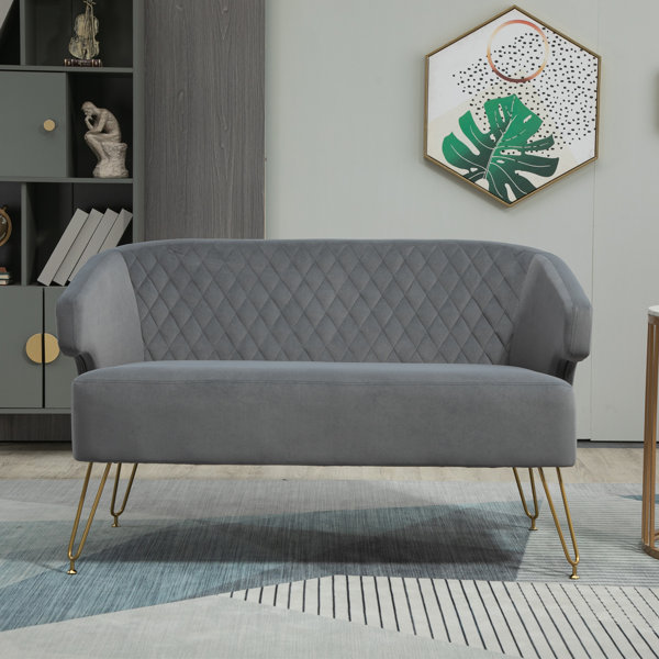 Mercer41 Canapé d'appoint à causeuse simple avec pieds en métal doré, canapé de salon avec ...